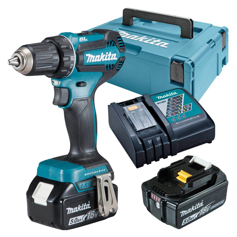 makita DDF485RTJ Akku Bohrschrauber Set 18 0 V mit 2 Akkus office discount