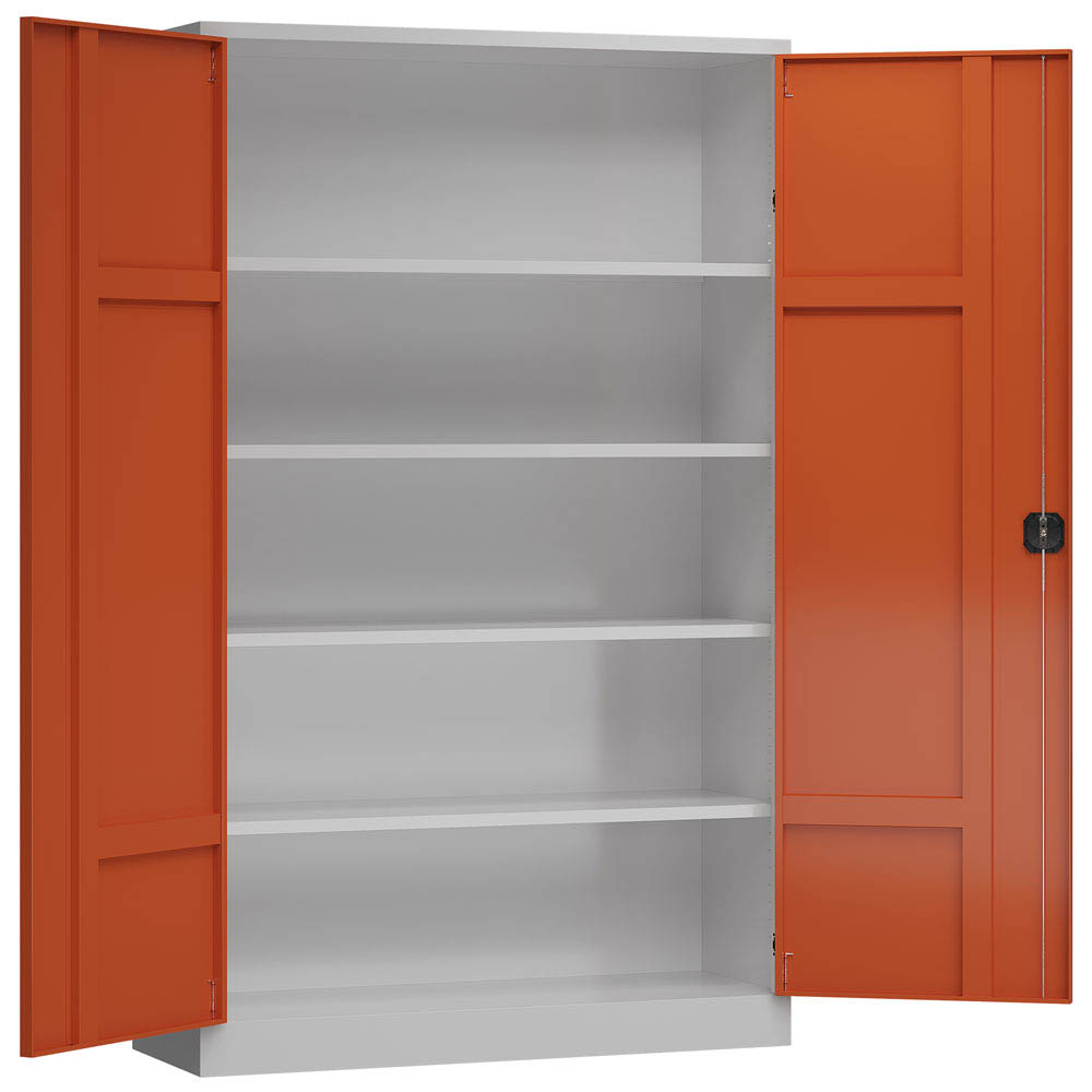 ClassiX Stahlschrank X-530384 feuerrot, lichtgrau 120,0 x 60,0 x 194,5 cm, aufgebaut | office ...